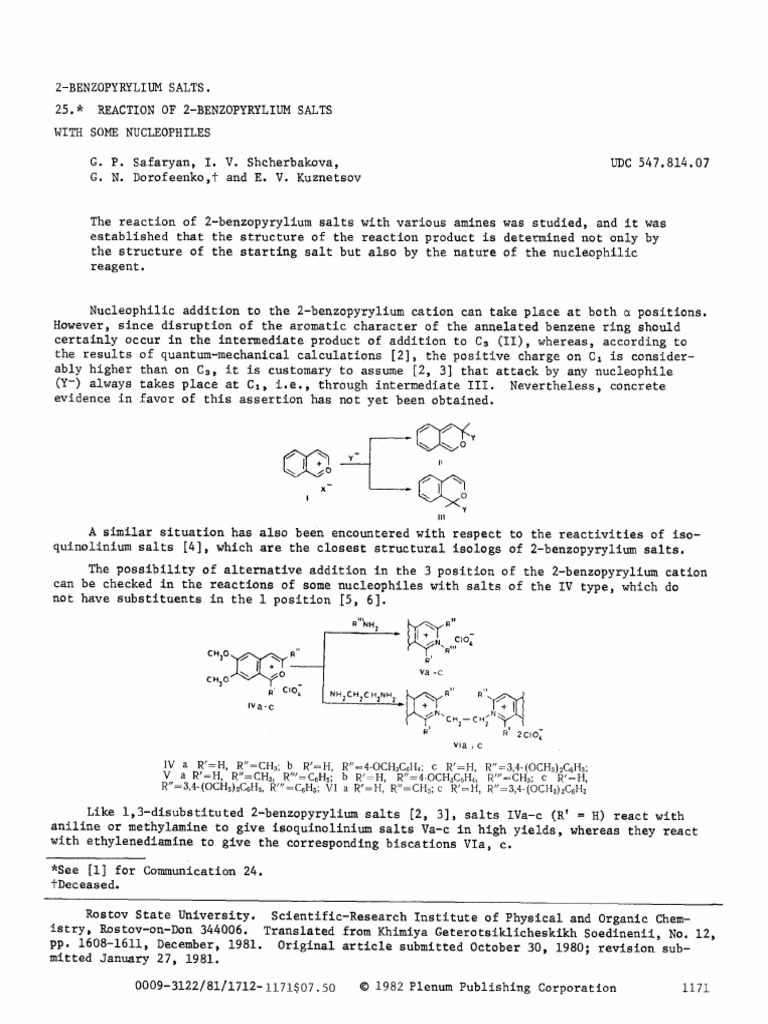 2-Benzopyrylium Salts. 25. Reaction of 2-Benzopyrylium Salts With Some ...