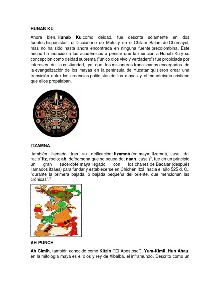 Hunab Ku, deidad maya suprema | PDF | Deidades | Pueblos mayas
