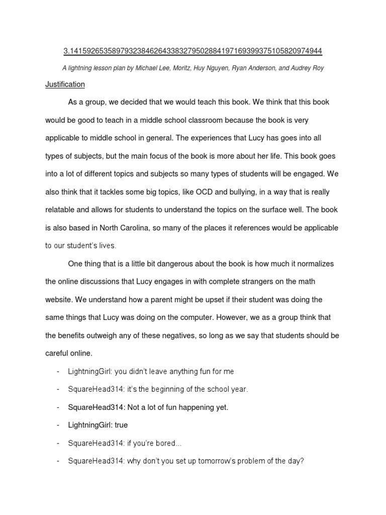 Teaching "The Miscalculations of Lightning Girl" | PDF | Reading ...