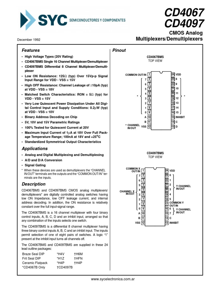 CD4067 | PDF | Electrical Circuits | Digital Electronics