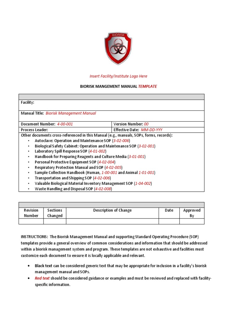 BRM Manual Template | PDF | Risk Management | Risk Assessment