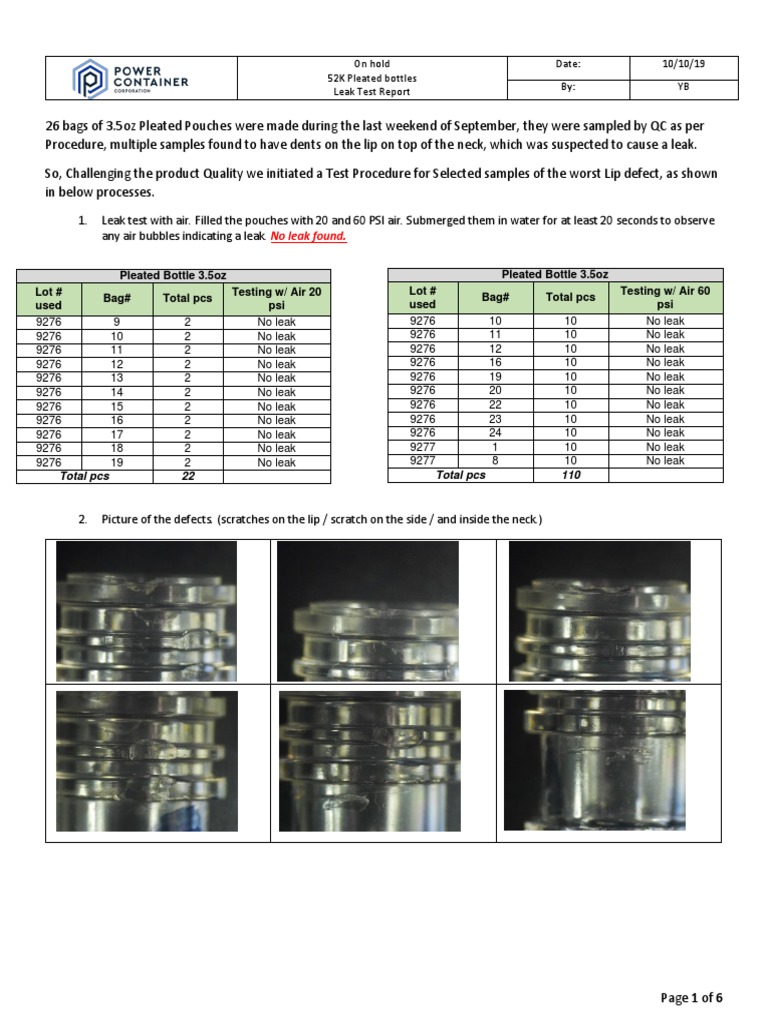 Leak Test Report | PDF | Nature
