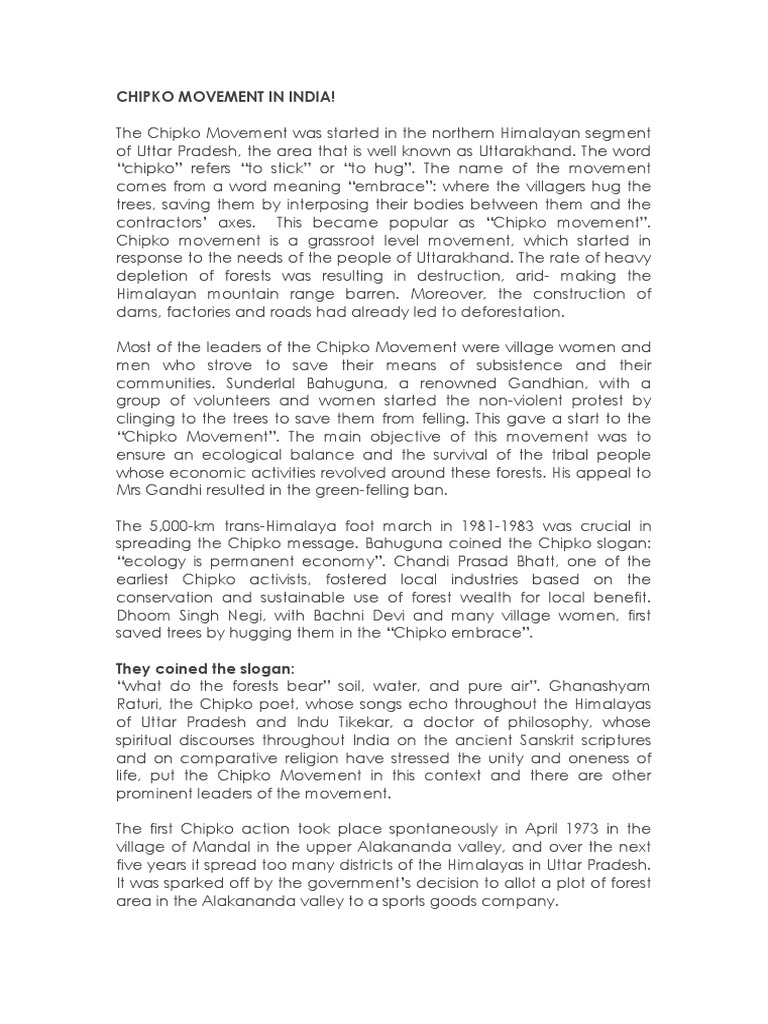 Overview of the Chipko Movement | PDF | Natural Environment | Conservation
