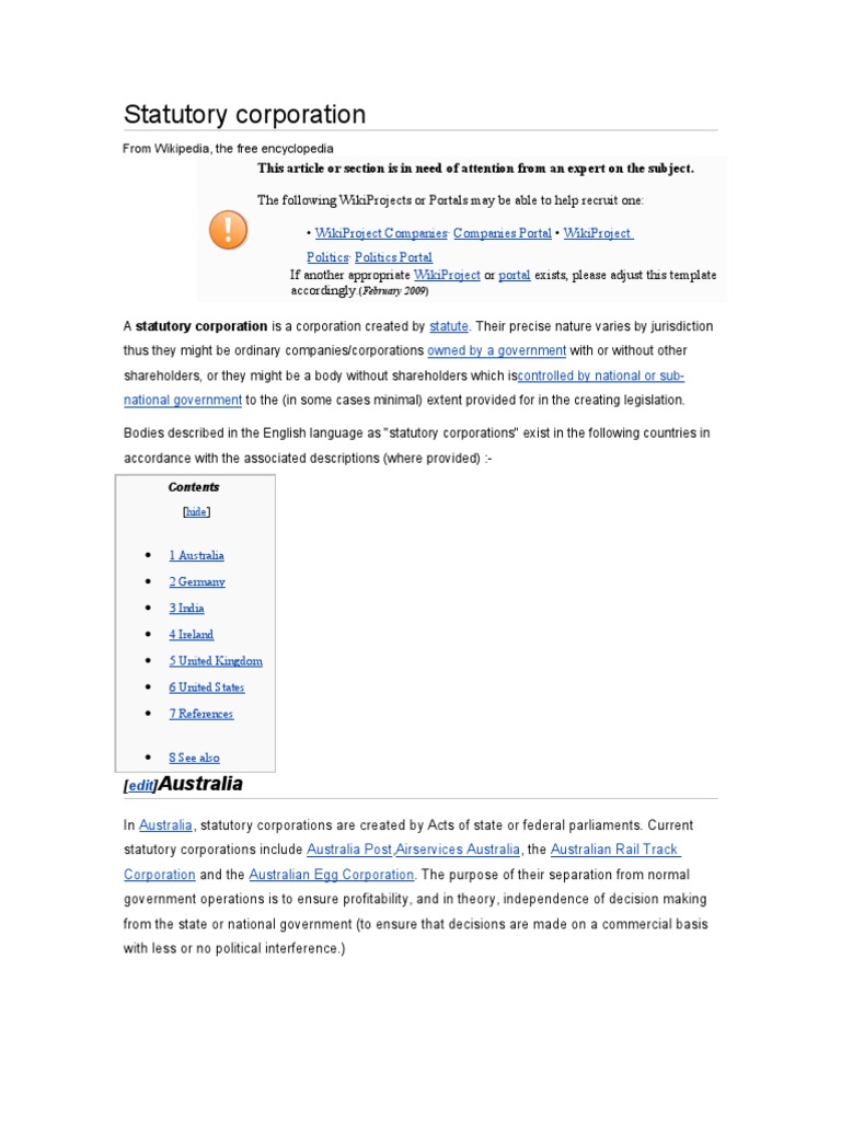 Statutory Corporation | Government | Politics