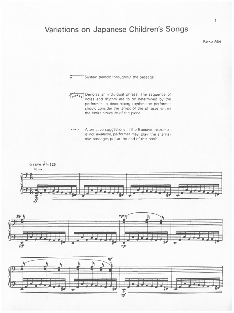 Keiko Abe Variations On Japanese Children S Songs Pdf Pdf