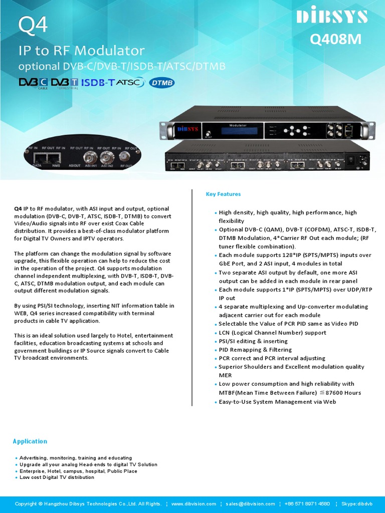 Q408M IP To RF Modulator | PDF | Modulation | Video