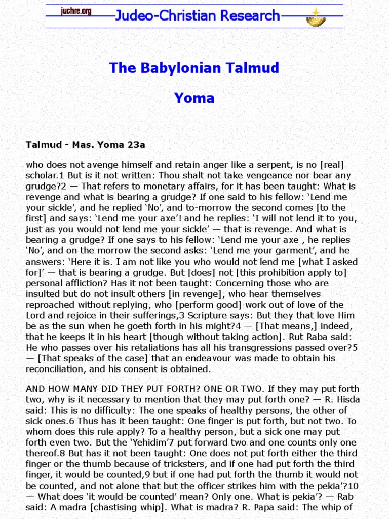 The Babylonian Talmud, Yoma | Download Free PDF | Serpents In The Bible ...