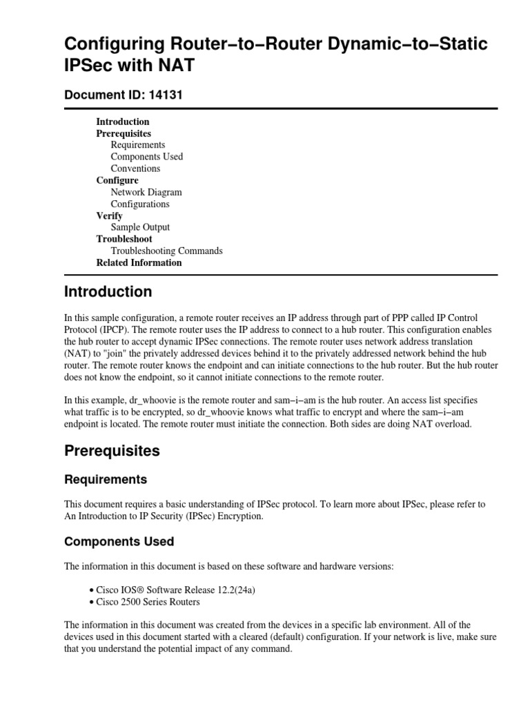 Cisco Ipsec Static Dynamic Pdf Ip Address Router Computing