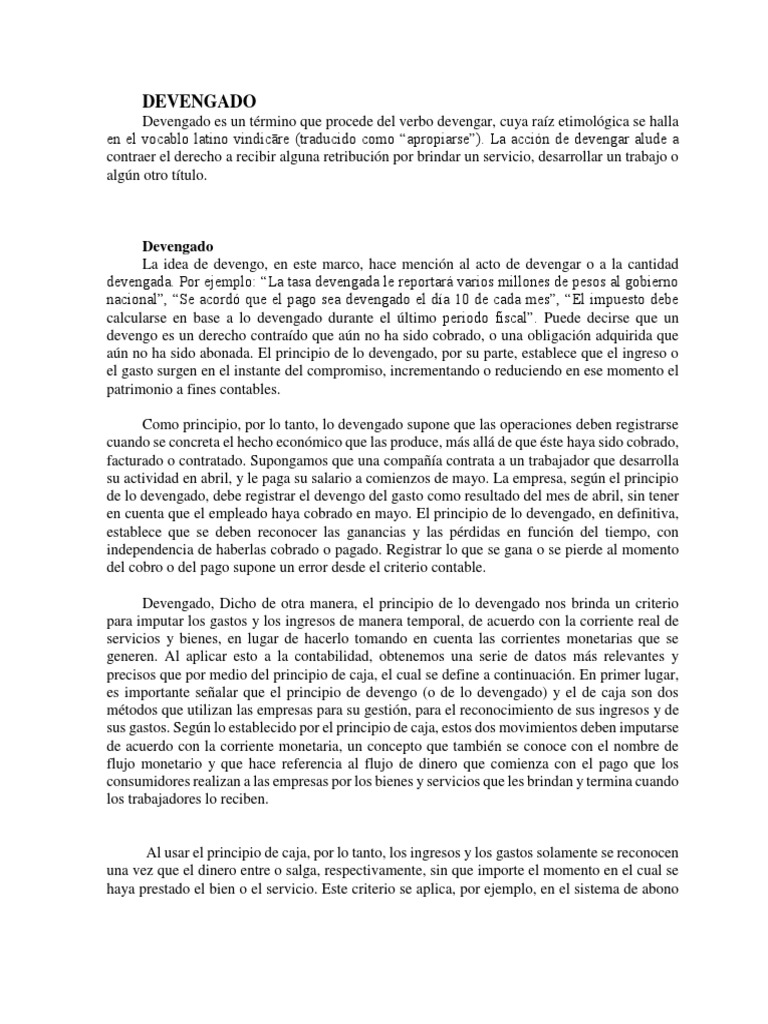 El principio de lo devengado en la contabilidad de empresas | PDF ...