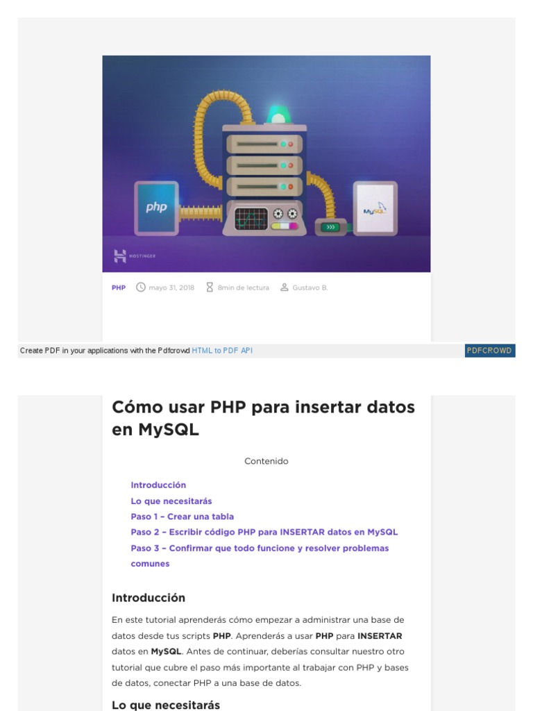Cómo Usar PHP para Insertar Datos en MySQL | PDF | SQL | Php