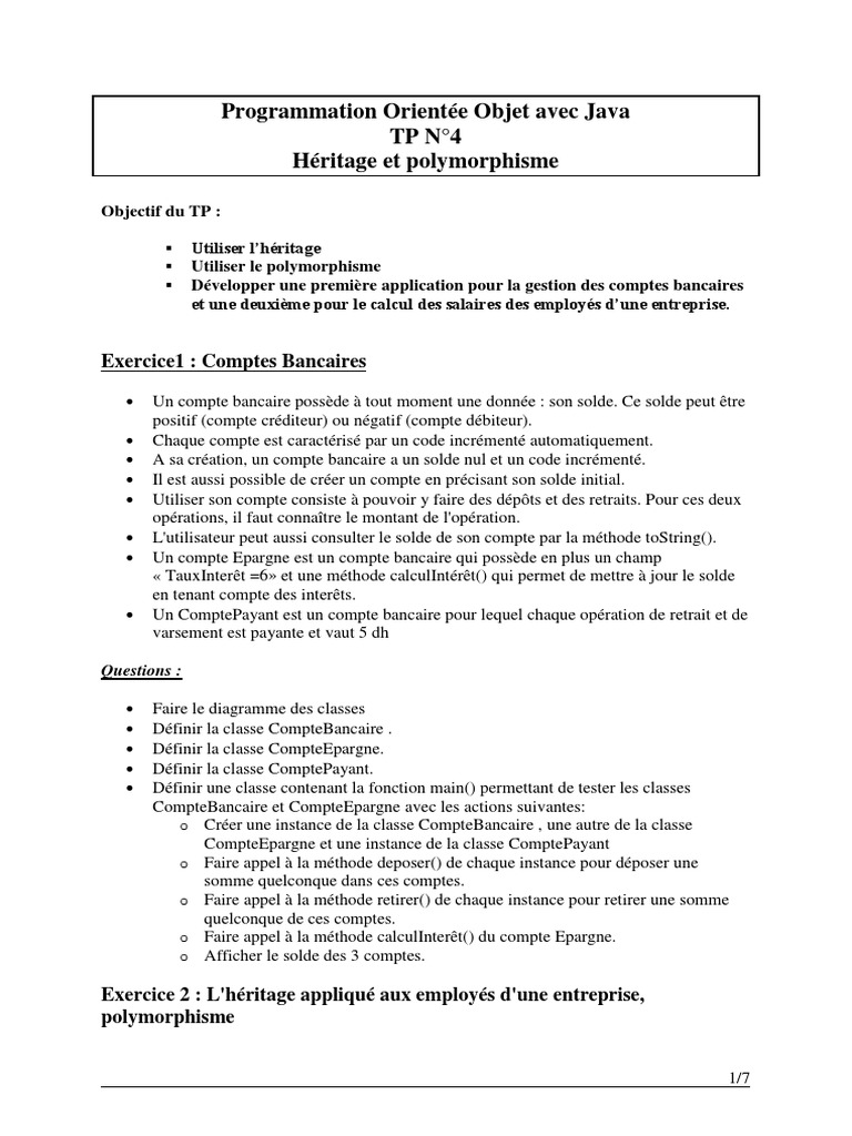 Héritage et Polymorphisme en Java | PDF | Classe (informatique) | Heures supplémentaires