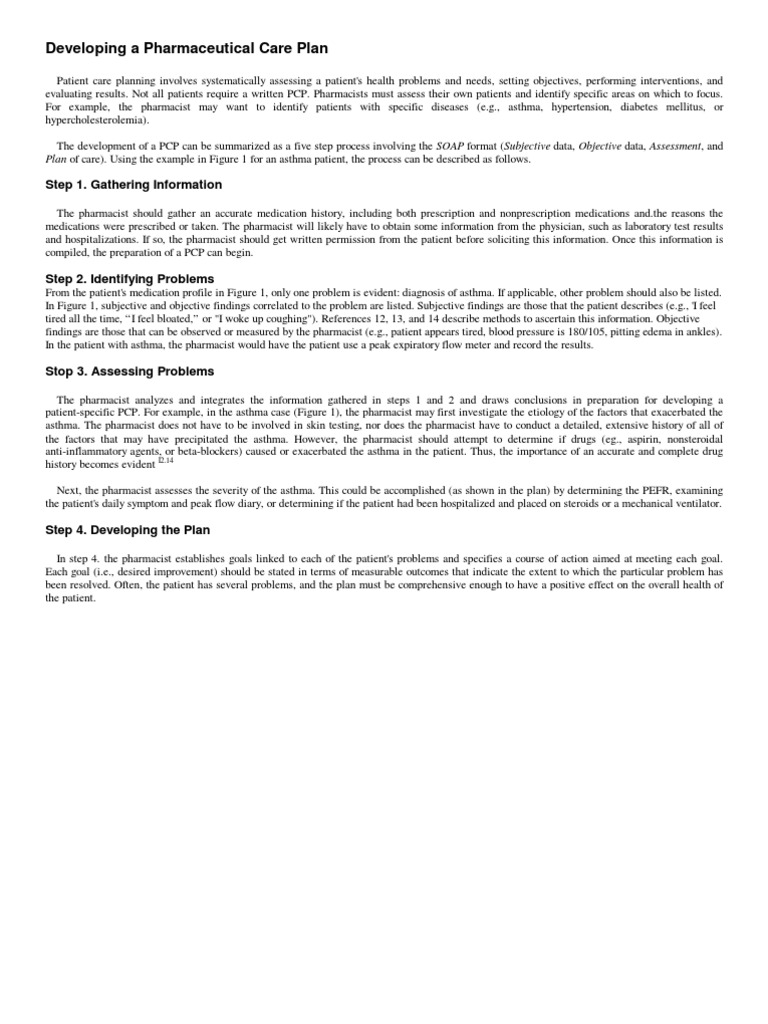 Pharmaceutical Care Plan Development | PDF | Asthma | Pharmacy
