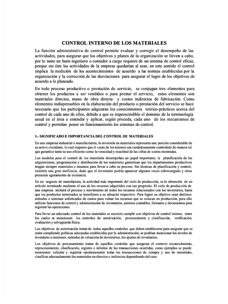 Control de Materiales | PDF | Contabilidad | Inventario