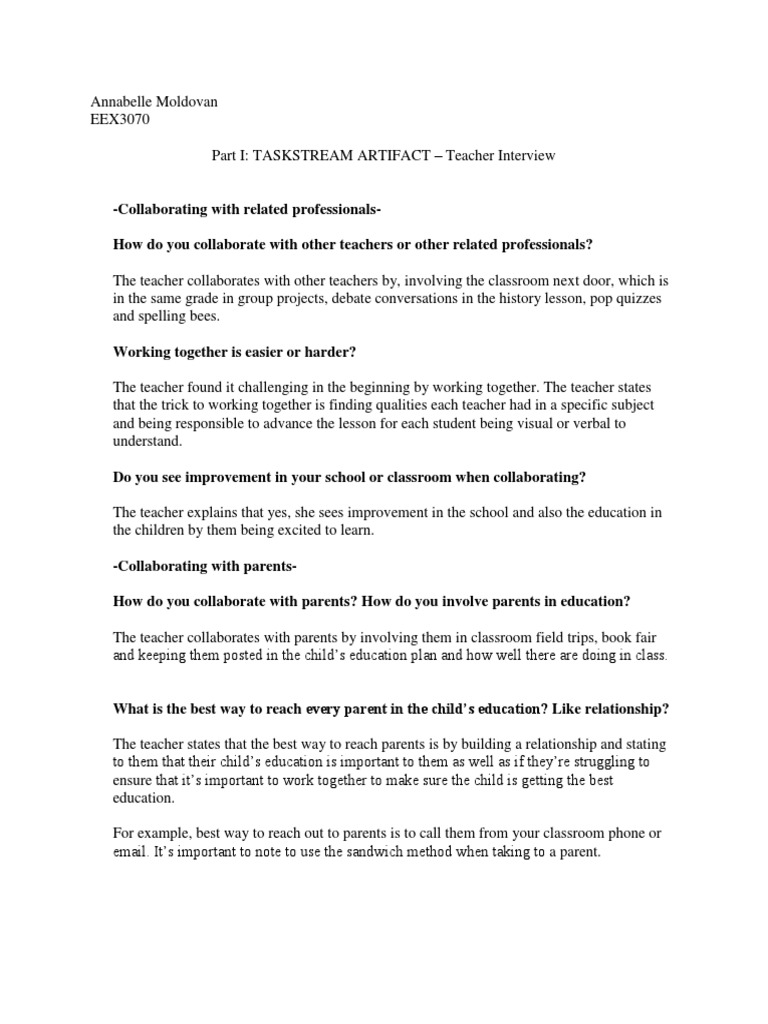 Teacher Interview | PDF | Classroom | Teachers