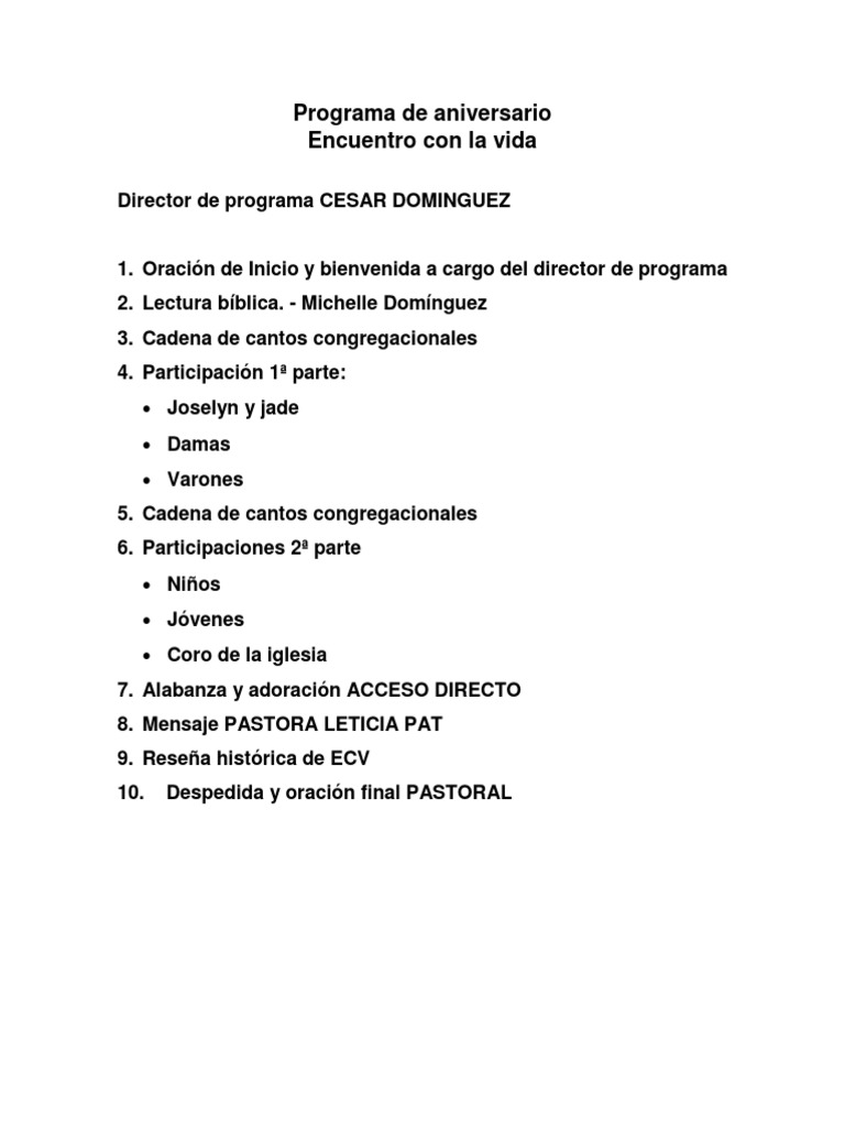 Programa de Aniversario PDF | PDF