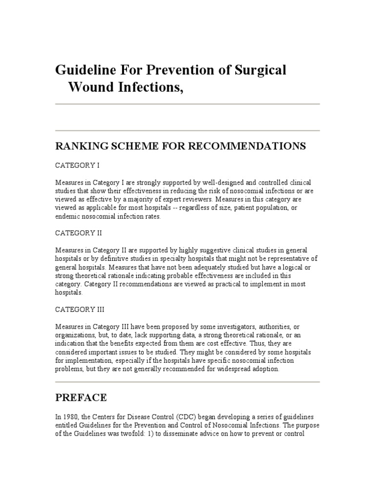 Guideline For Prevention of Surgical Wound Infections | PDF | Surgery ...