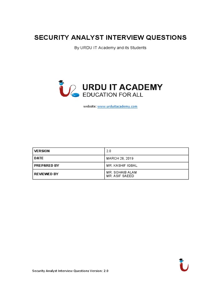 Security Questions Interview Questions | PDF | Penetration Test ...