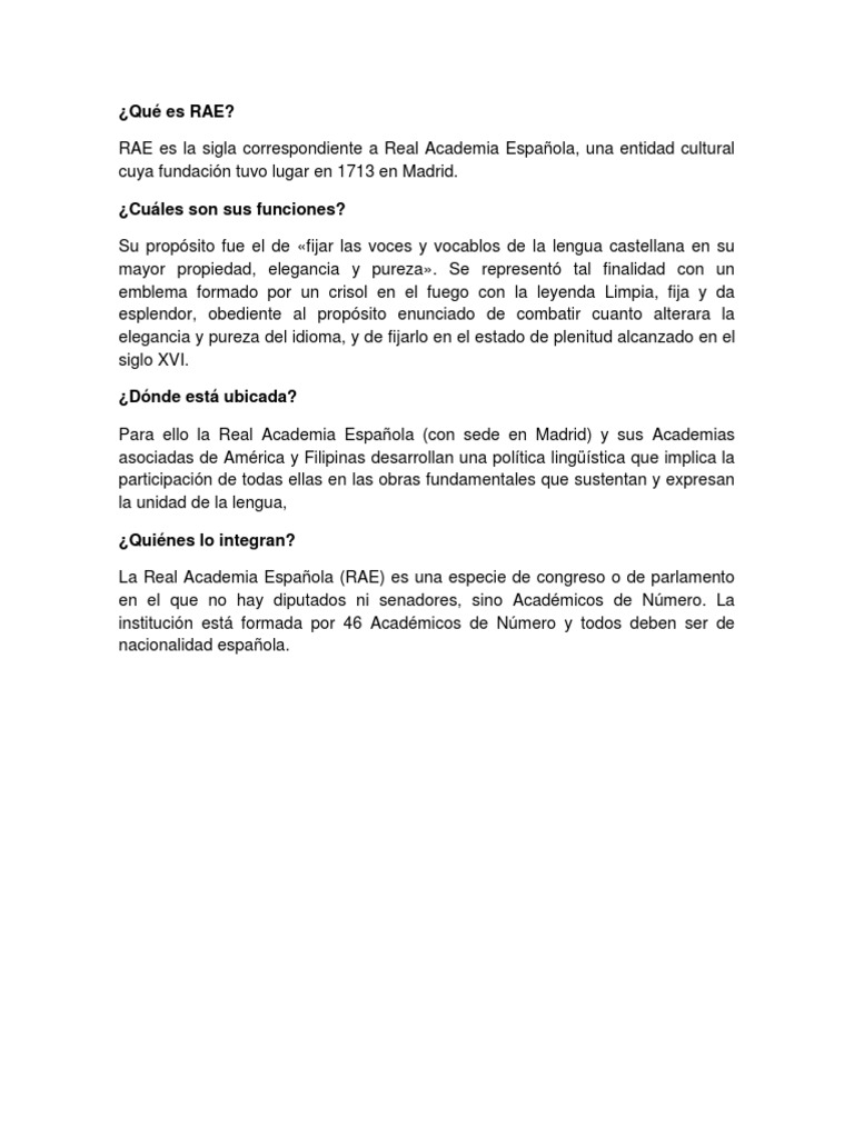 Qué es la Real Academia Española | PDF