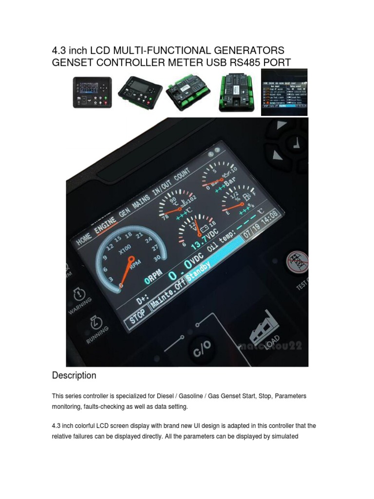 4.3 Inch LCD MULTI-FUNCTIONAL GENERATORS GENSET CONTROLLER DC72D | PDF ...