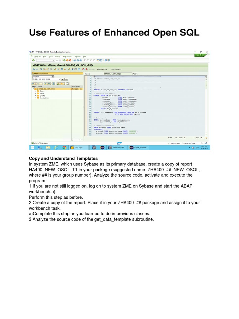 Use Features of Enhanced Open SQL | PDF | Sql | Computer Programming