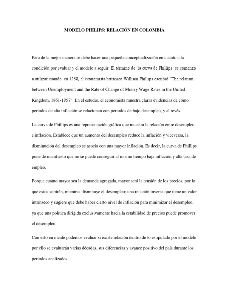 Modelo Philips | PDF | Curva de Phillips | Inflación