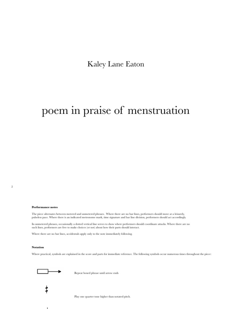 Poem in Praise of Menstruation | PDF | Rhythm And Meter | Musical ...