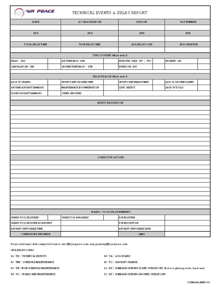 Technical Delay Report | PDF | Aviation | Aircraft