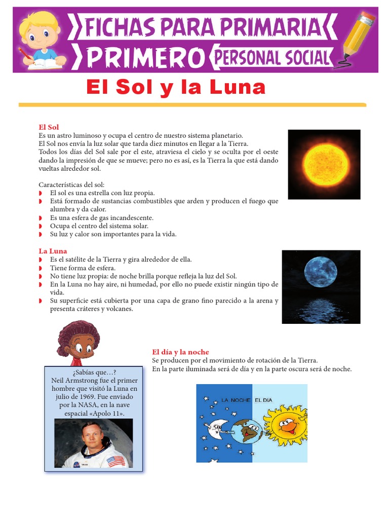 El Sol y La Luna para Primer Grado de Primaria | Descargar gratis PDF ...