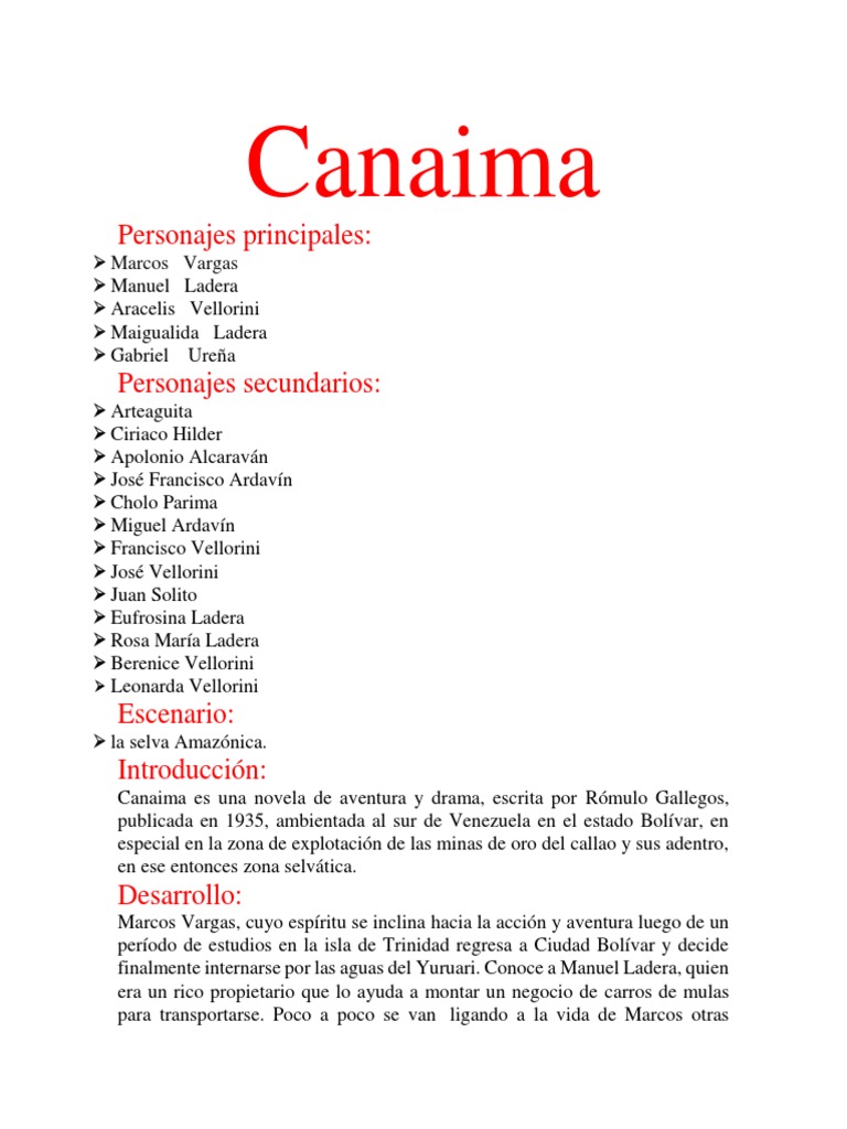Canaima | PDF | Literatura en español | Novelas en español