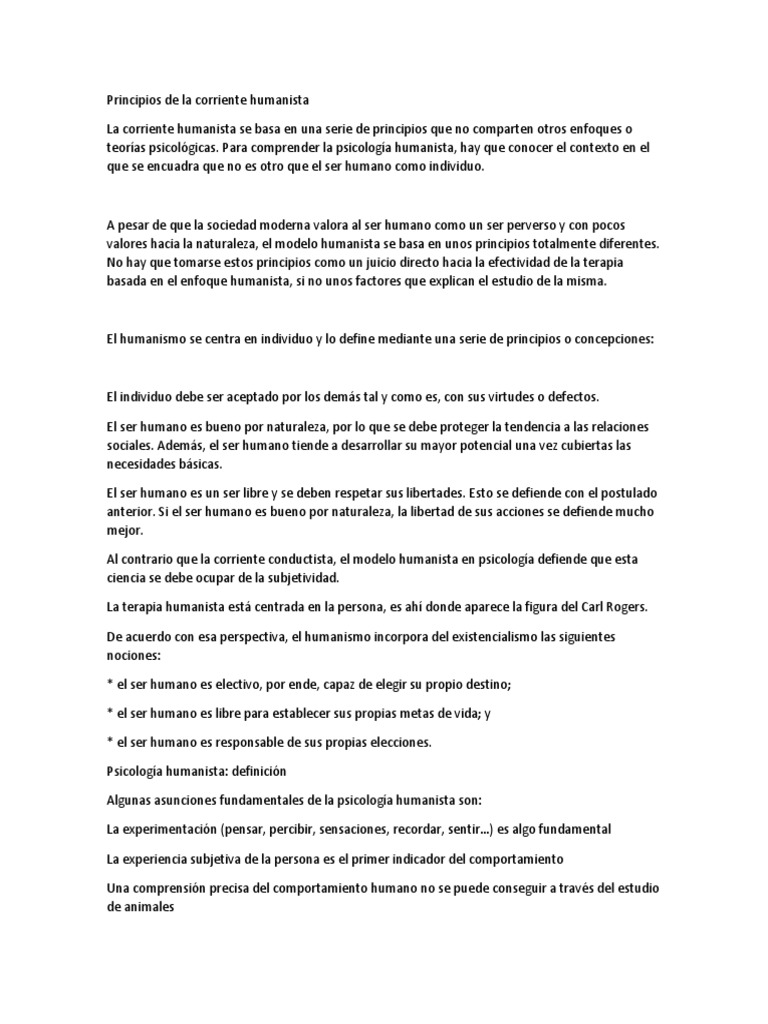 Principios de La Corriente Humanista | PDF | Psicologia humanista ...