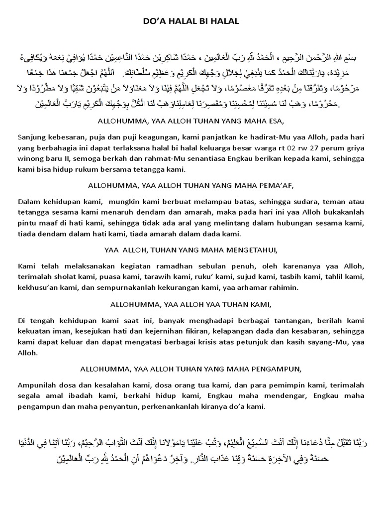 Doa Halal Bihalal-Winong | PDF