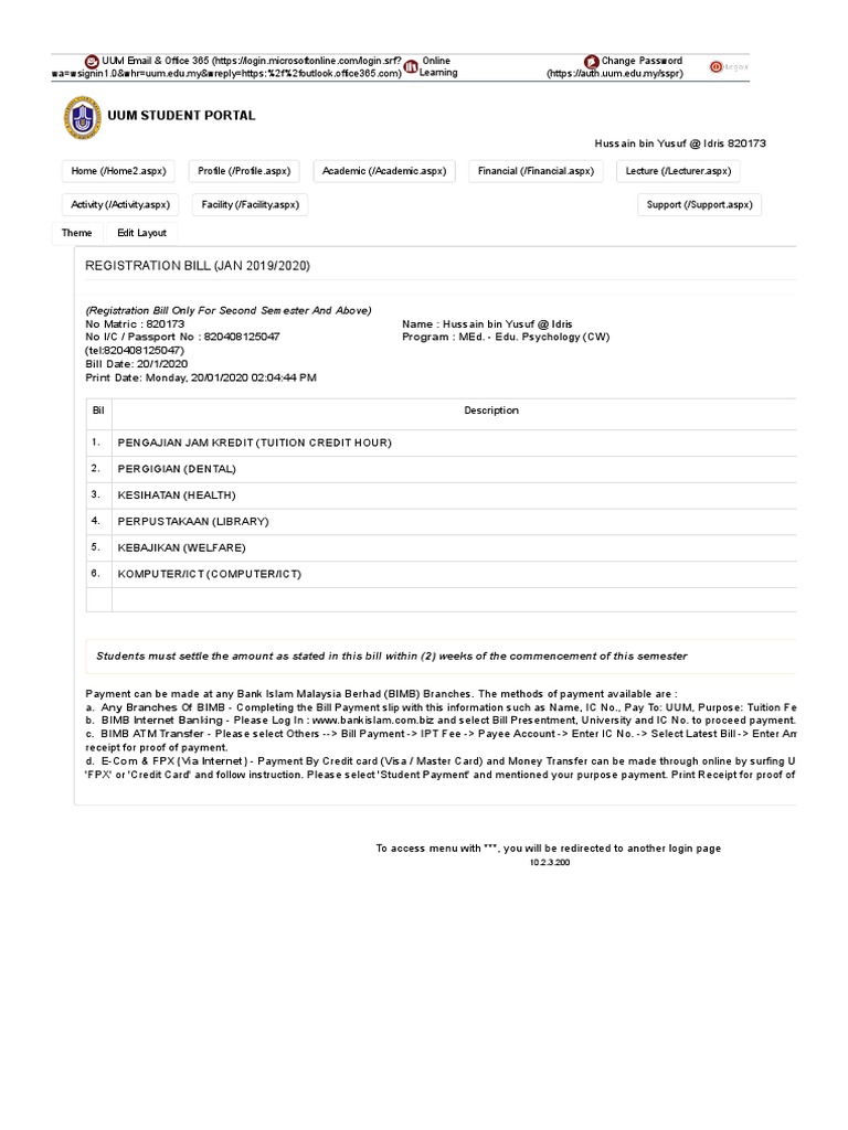 UUM Student Portal | PDF | Payments | Credit Card