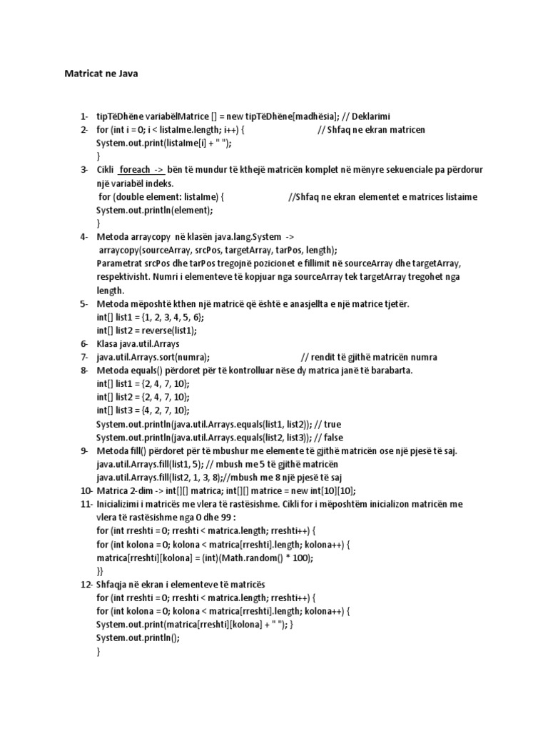 Matricat Ne Java | PDF