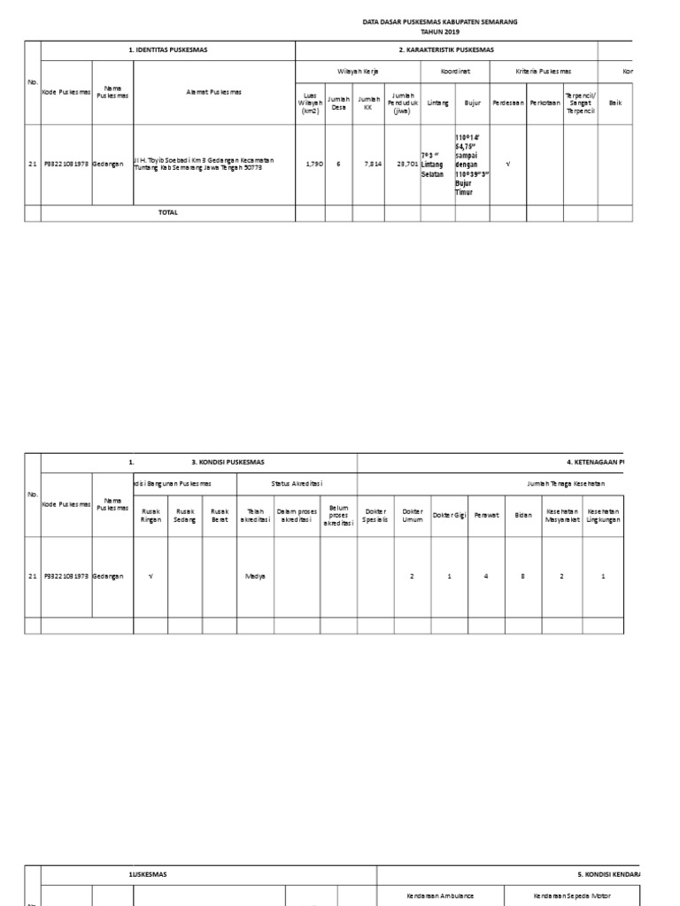 Form Data Dasar Pusk TH 2019 | PDF