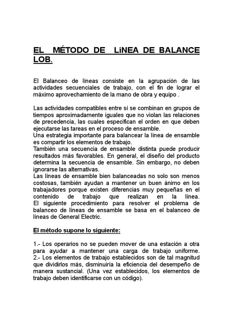 El Método de Línea de Balance Lob | PDF | Planificación | Teoría