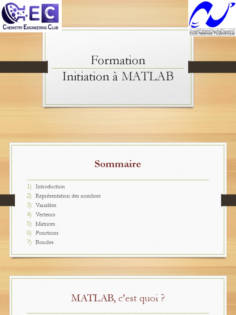 Formation MATLAB | PDF | MATLAB | Matrice (Mathématiques)