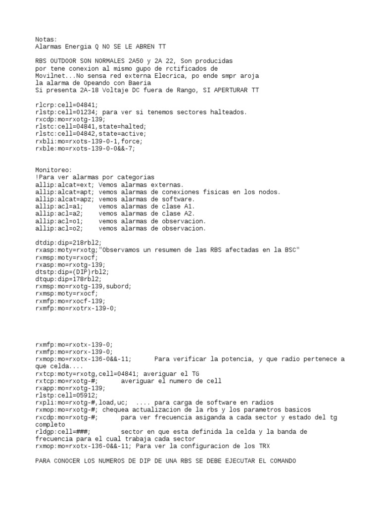 Comandos ERICSSON | PDF | Electrónica | Protocolos de internet
