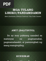 Ang Tulang Liriko at Mga Uri Nito | PDF