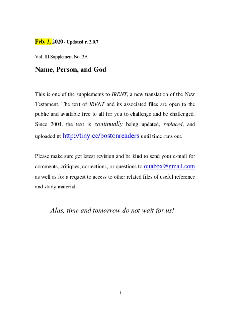 Walk Through The Scripture #3A - Name, Person, and God r.3.0.7 PDF ...