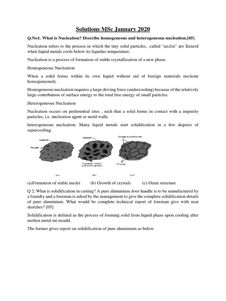 Directional Solidification and Minimizing Shrinkage in Casting Processes | PDF | Nucleation ...