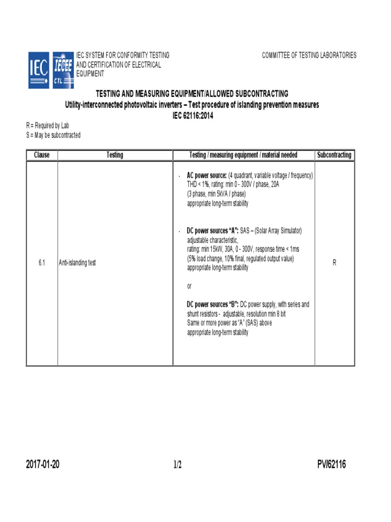 El Iec62116 2014 PDF | PDF | Power Inverter | Electronic Engineering