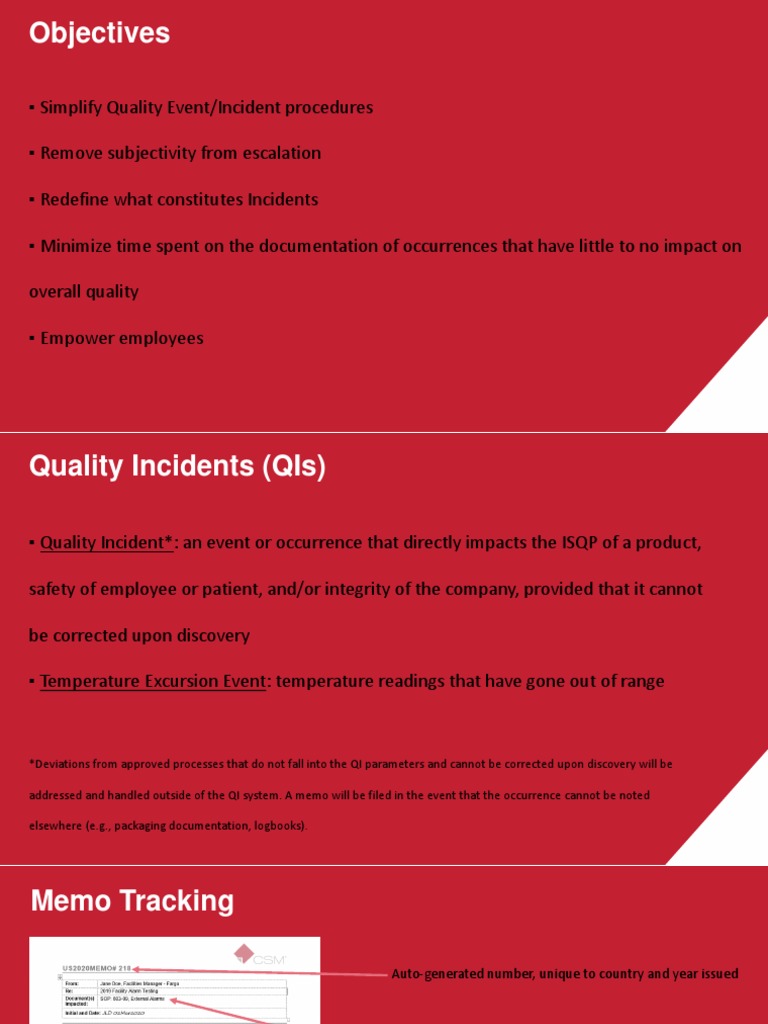 Quality Incidents (QIs) | PDF