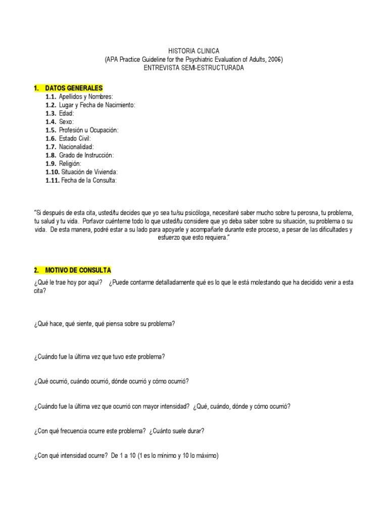 Entrevista Semi-Estructurada | PDF | Ansiedad | Desorden hiperactivo y ...