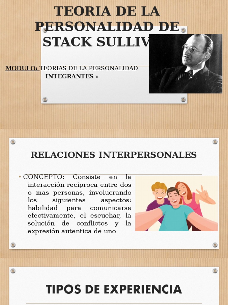 Teoria de La Personalidad de Stack Sullivan | PDF | Experiencia ...