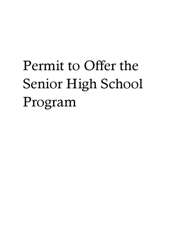 Permit To Offer The Senior High School Program | PDF