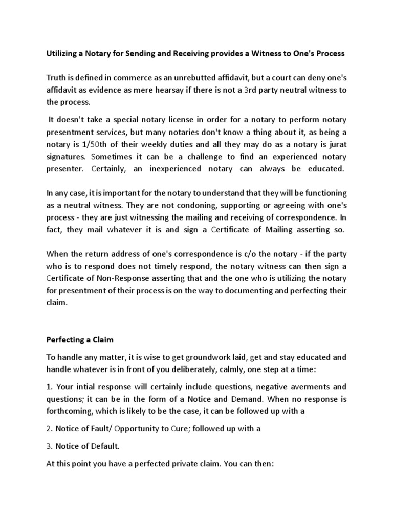 NOTARY PRESENTMENT INSTRUCTIONS | United States Postal Service | Notary ...