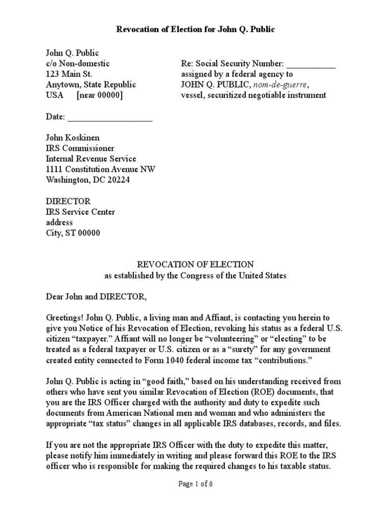 1 - Notice - of - Revocation - of - Election - ROD CLASS | PDF ...