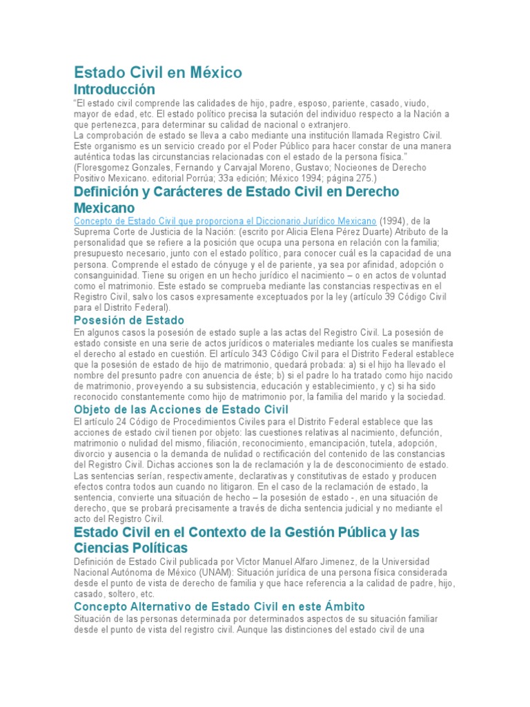 Tipos de Estado Civil en México | PDF | Estado civil | Matrimonio