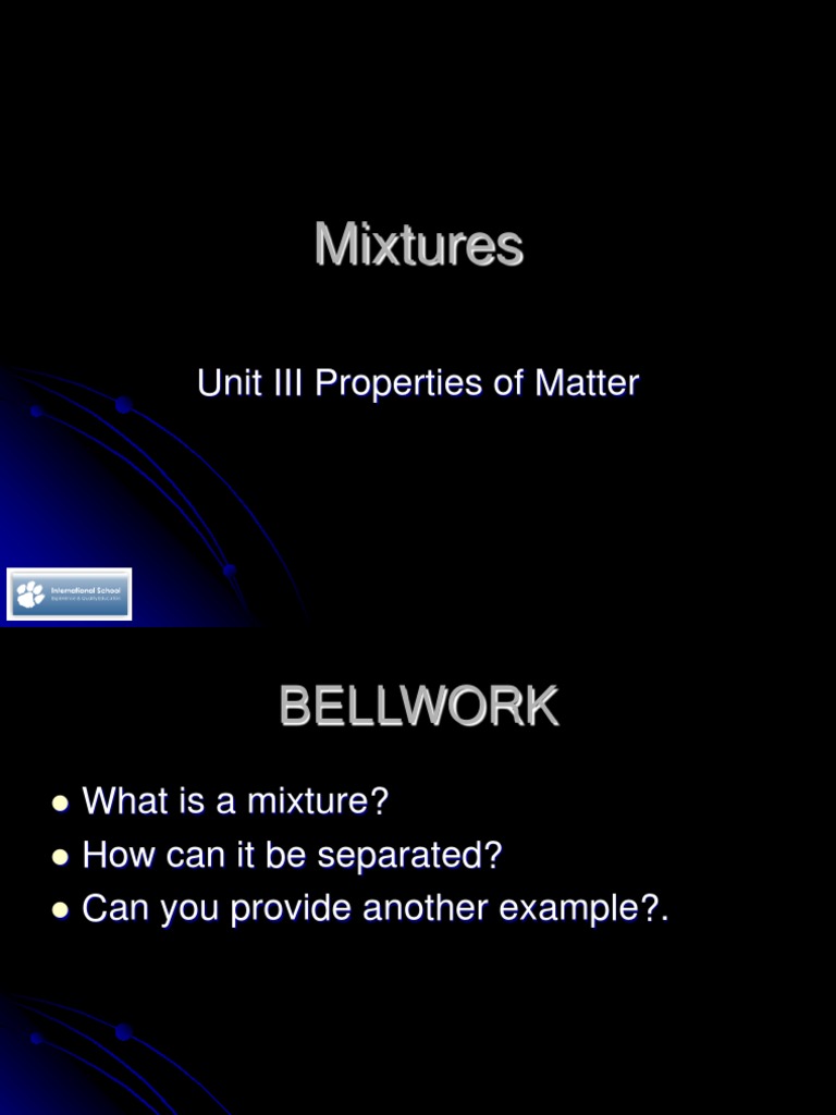 Mixtures | PDF | Mixture | Solution