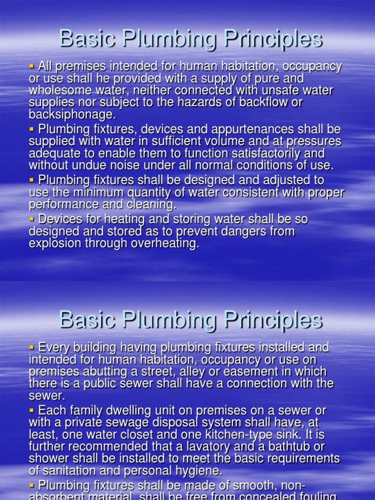 Basic Plumbing Principles | PDF | Plumbing | Sanitary Sewer